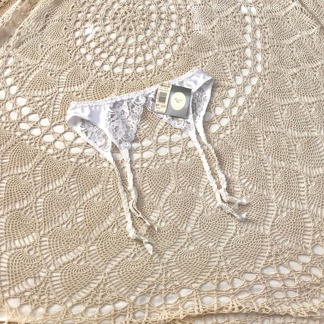 Vintage Christian Dior 1970s White Lace Garter Belt Suspender Pin up ...