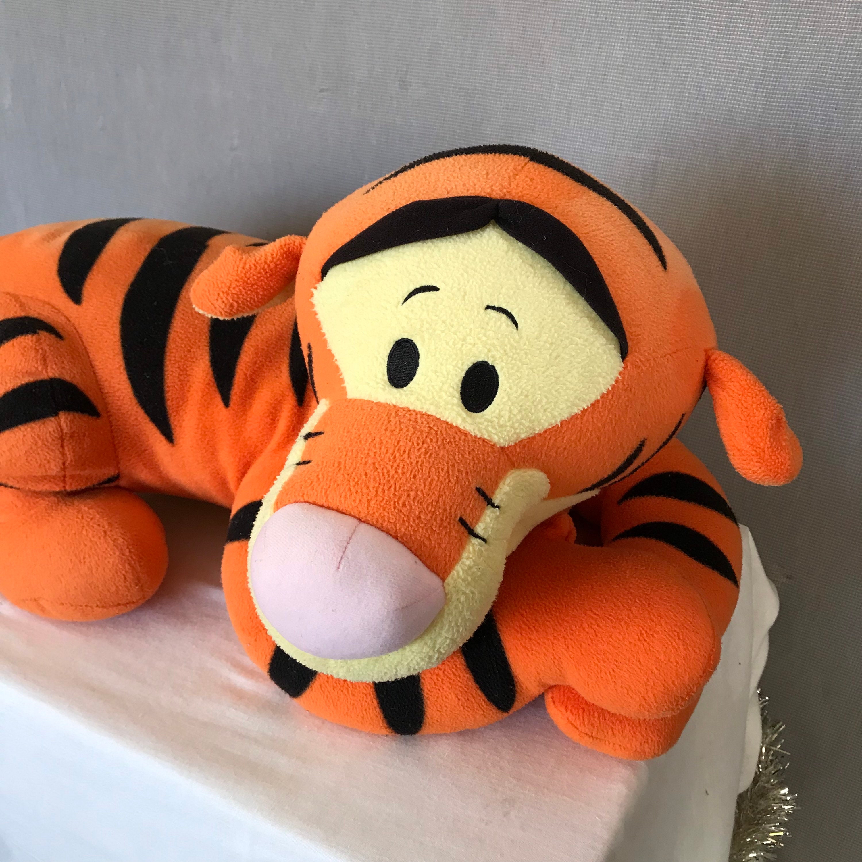 Large Vintage Tigger Stuffed Animal Laying Down Plushie Plush Tiger ...