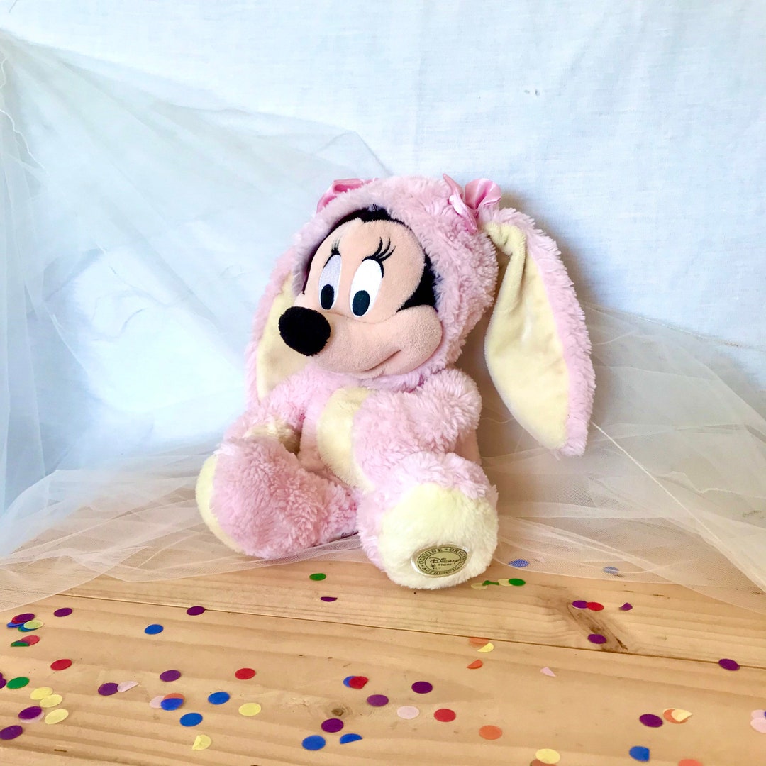 Baby Minnie Mouse Dressed as Easter Bunny Pastel Pink Stuffed Animal ...