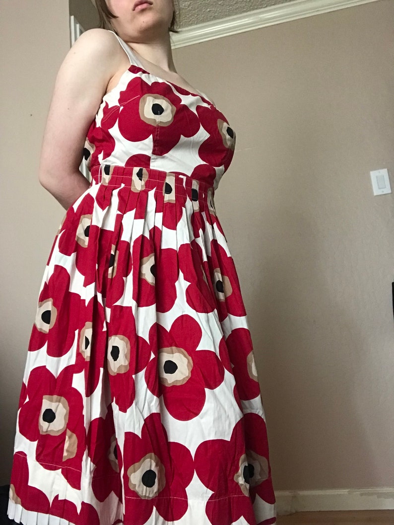 Vintage Dolce & Gabbana Dress Marimekko Red Poppy Print Cotton Full ...
