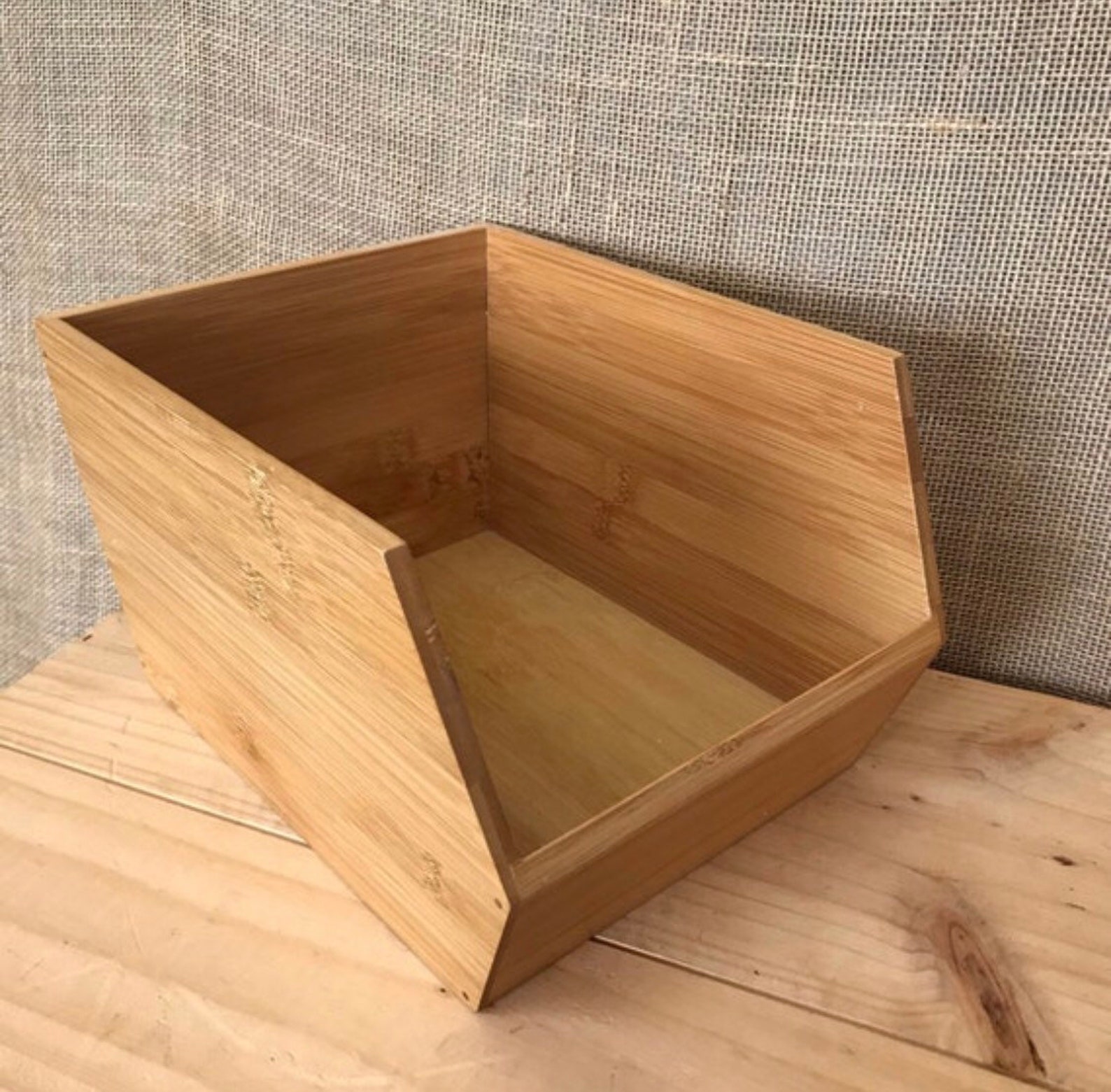 Open Front Wooden Bin Box for Storage Organization TV Remote Holder ...