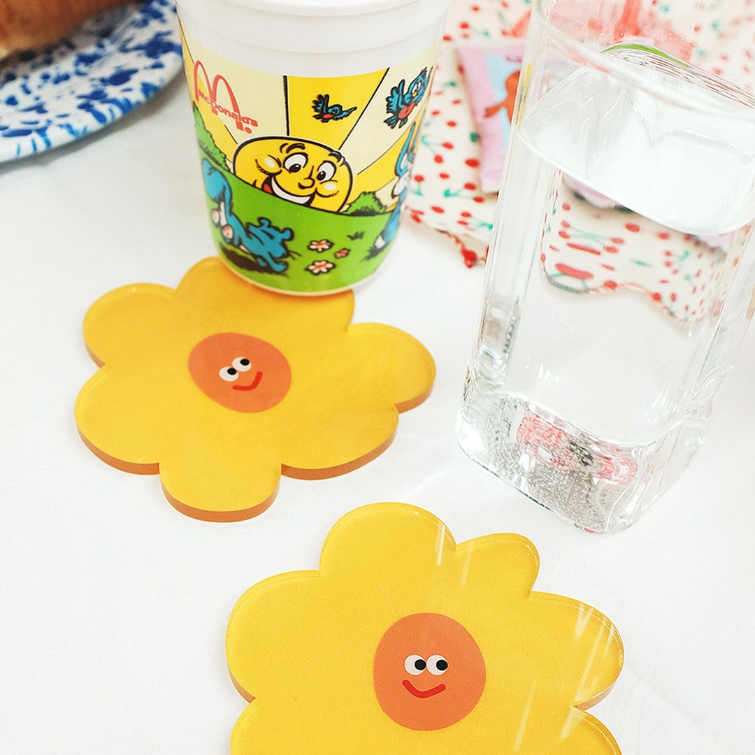 Egg Flower Acrylic Coaster | Cute Coaster | Office Desk Decor | Coffee ...