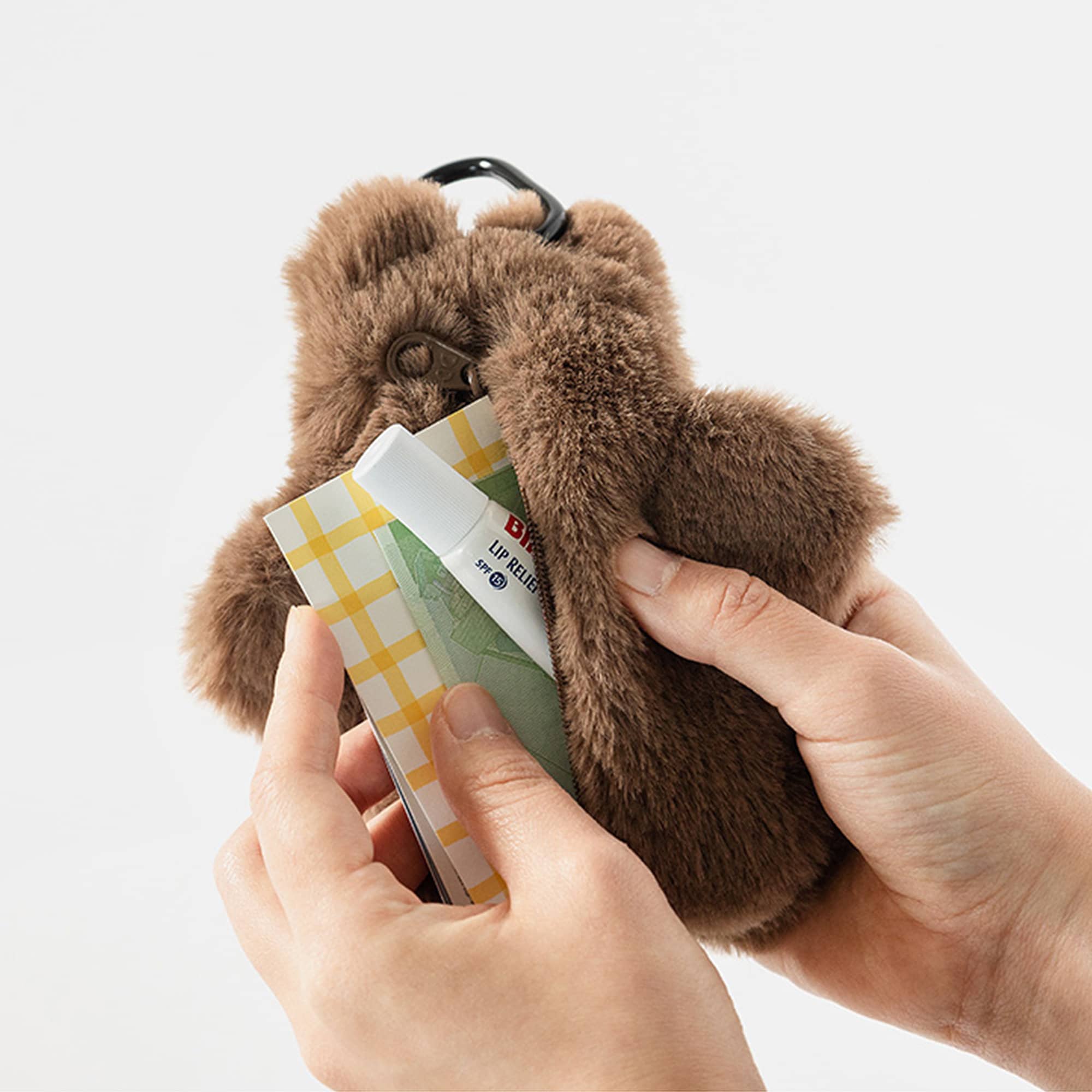 Fur Bear Keychain Pouch Keychain Purse Small Zipper Pouch Bag ...