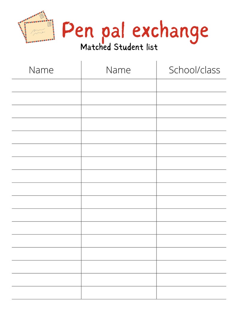 Pen Pal Exchange Digital Printable Writing Activity - Etsy