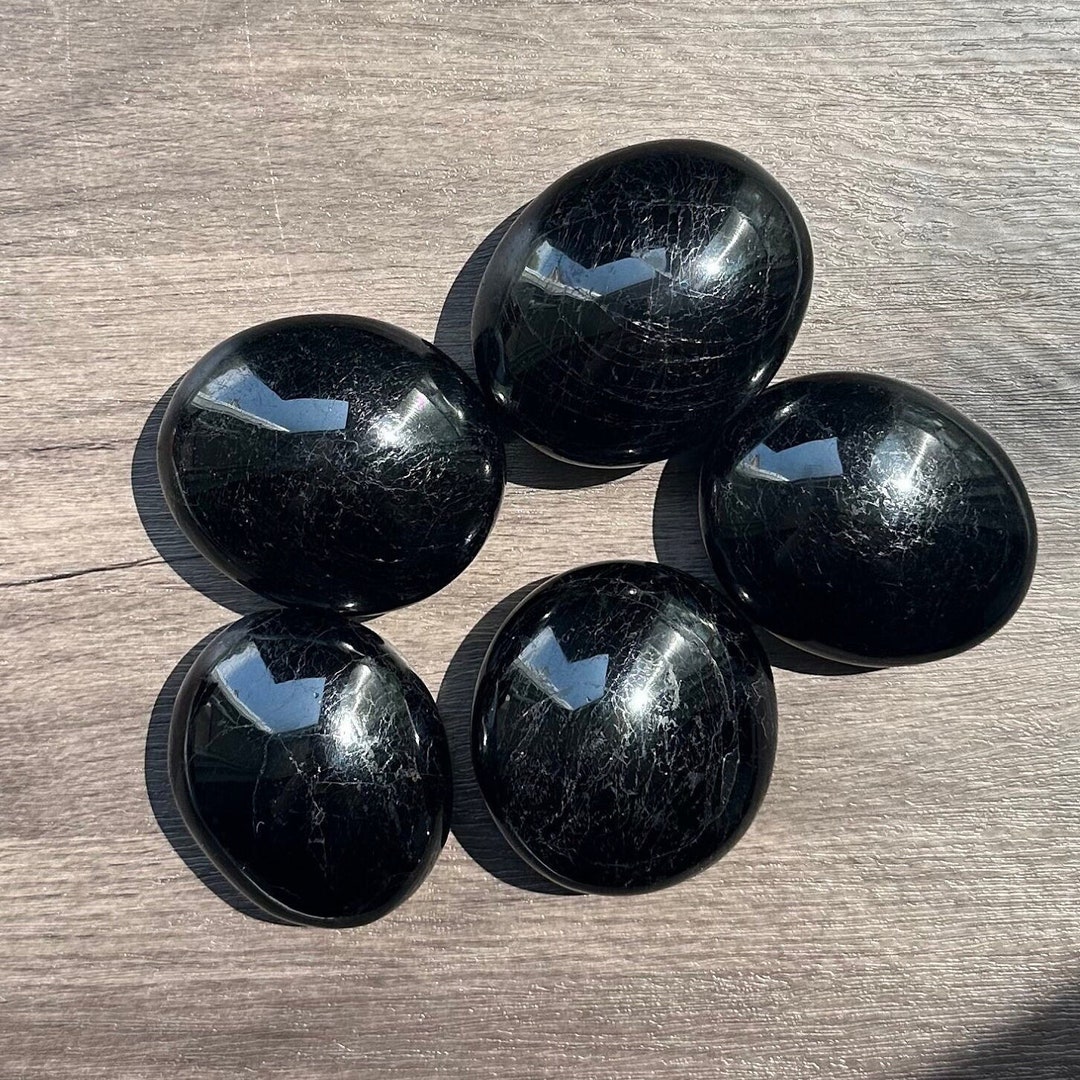 Black Tourmaline Palm Stone | Negativity Blocker | Protection | Pocket ...