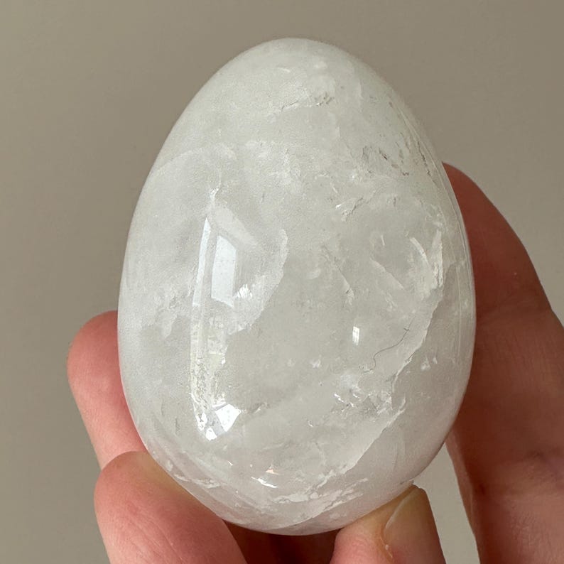 White Quartz Egg | Crystal Egg | Easter Basket | Crystal for Home Decor ...
