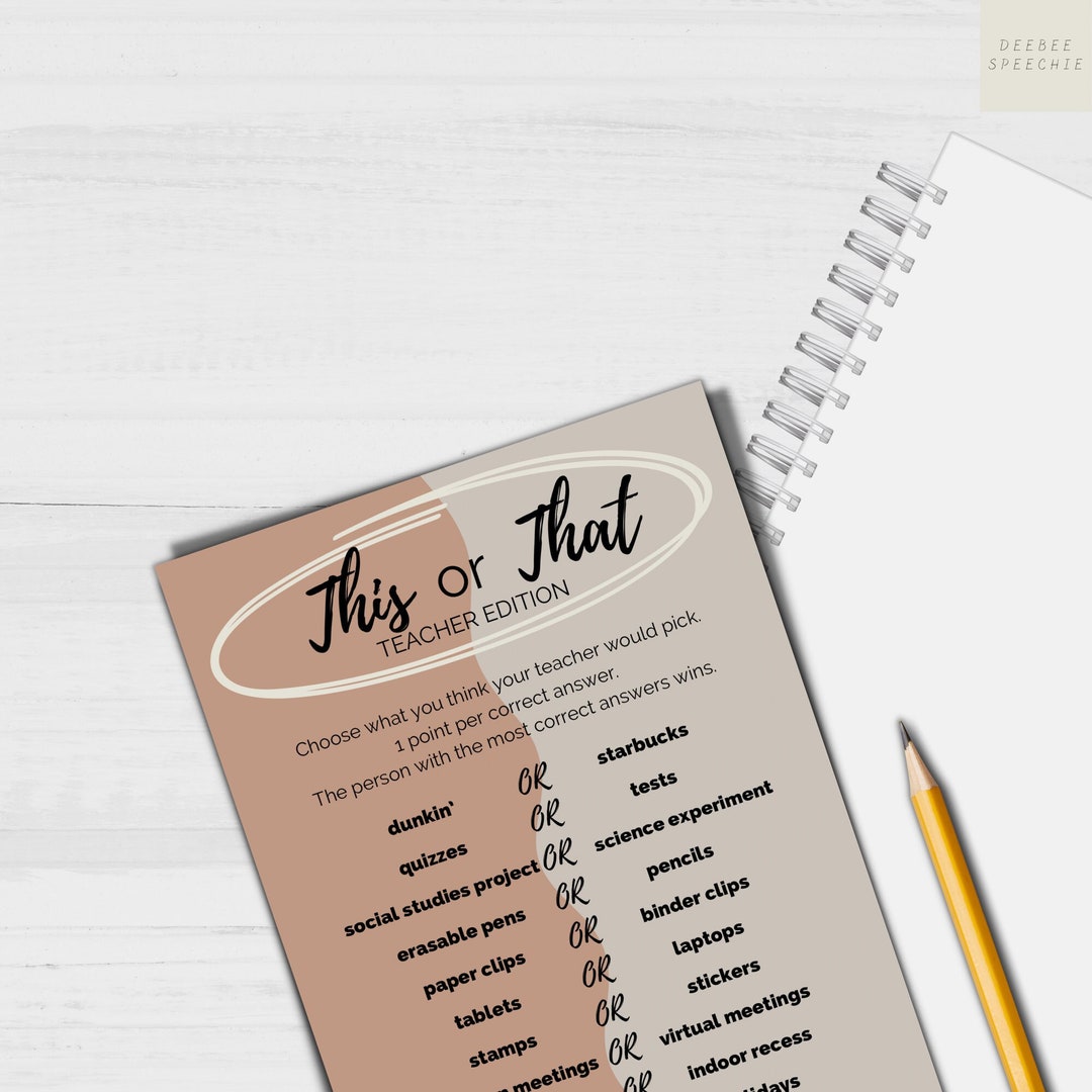 This or That Game | Teacher Edition | Ice Breaker Game for Students - Etsy