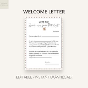 Editable Welcome Letter | Meet the Speech-language Pathologist Template ...