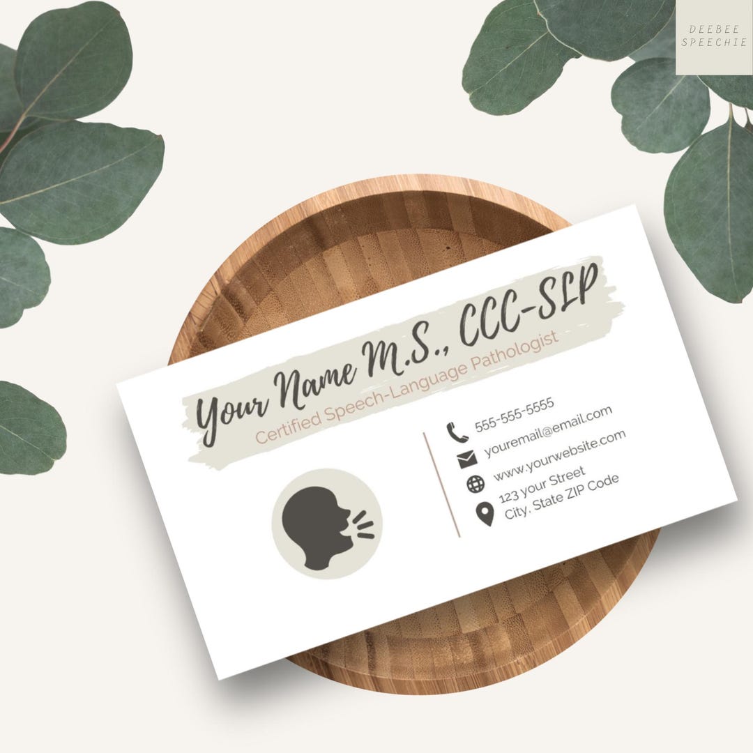 SLP Business Card Template | Editable Canva Download | Speech Language ...