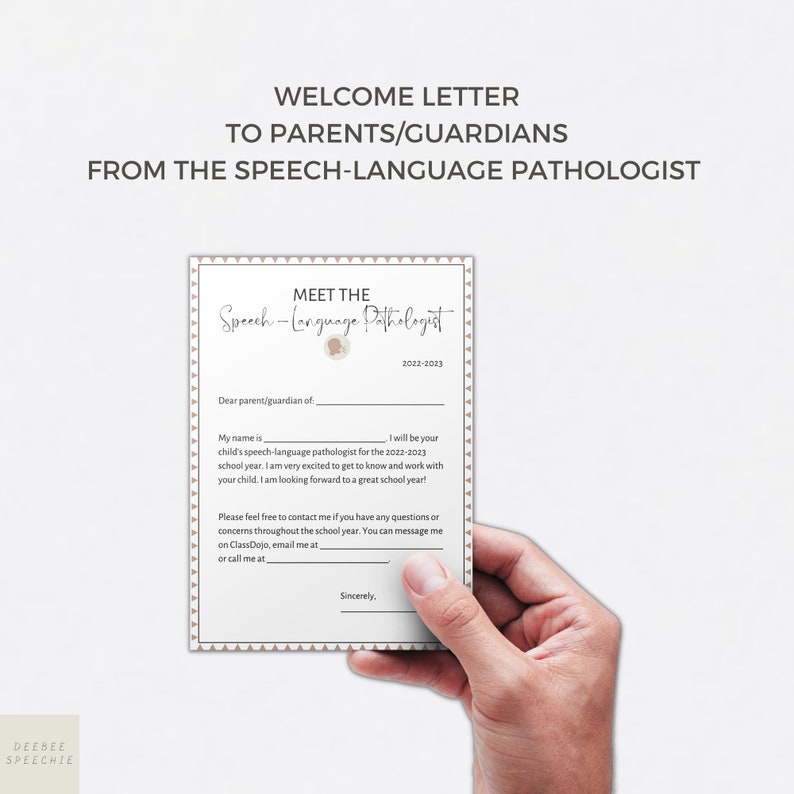 Meet the Speech-language Pathologist | Welcome Letter From the Speech ...