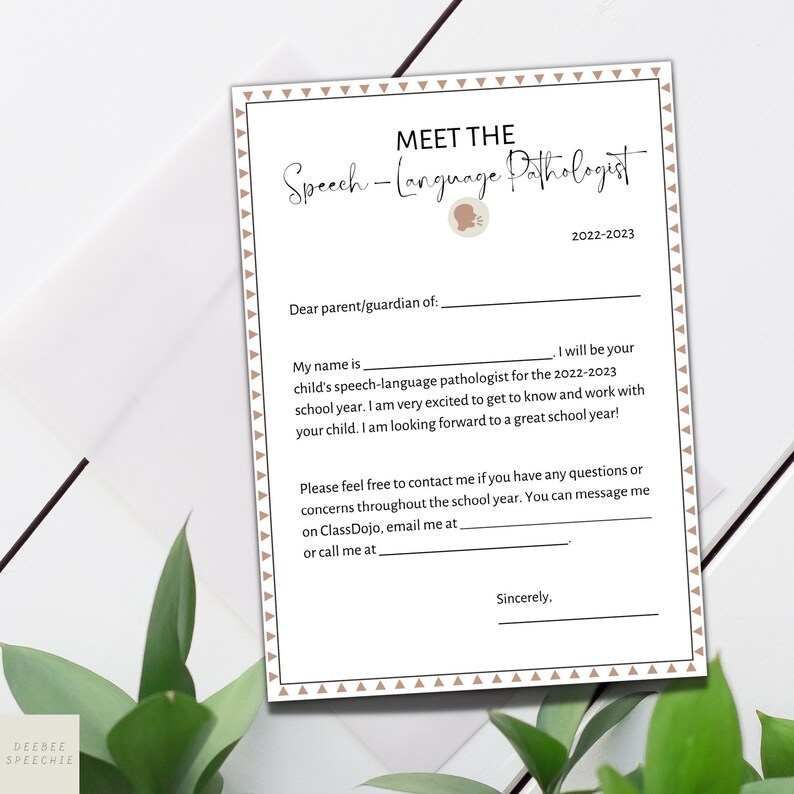 Meet the Speech-language Pathologist | Welcome Letter From the Speech ...