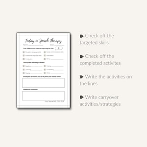 Editable Speech Therapy Note for Parents | Printable Daily & Weekly SLP ...