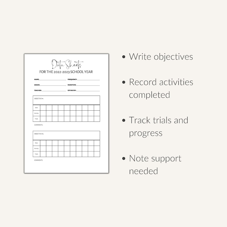 Editable Data Sheets | Therapy Notes | IEP Goal Tracking | Digital ...
