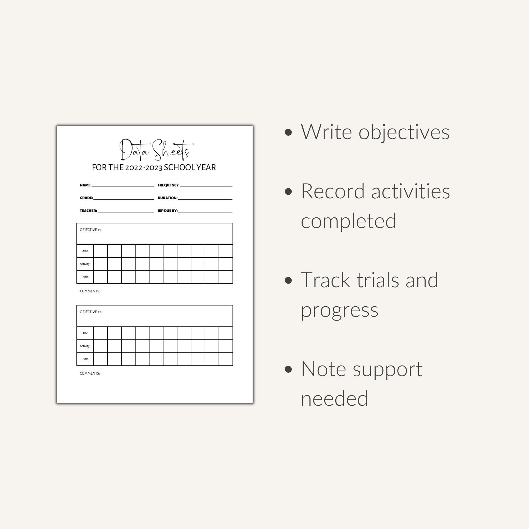 Editable Data Sheets | Therapy Notes | IEP Goal Tracking | Digital ...