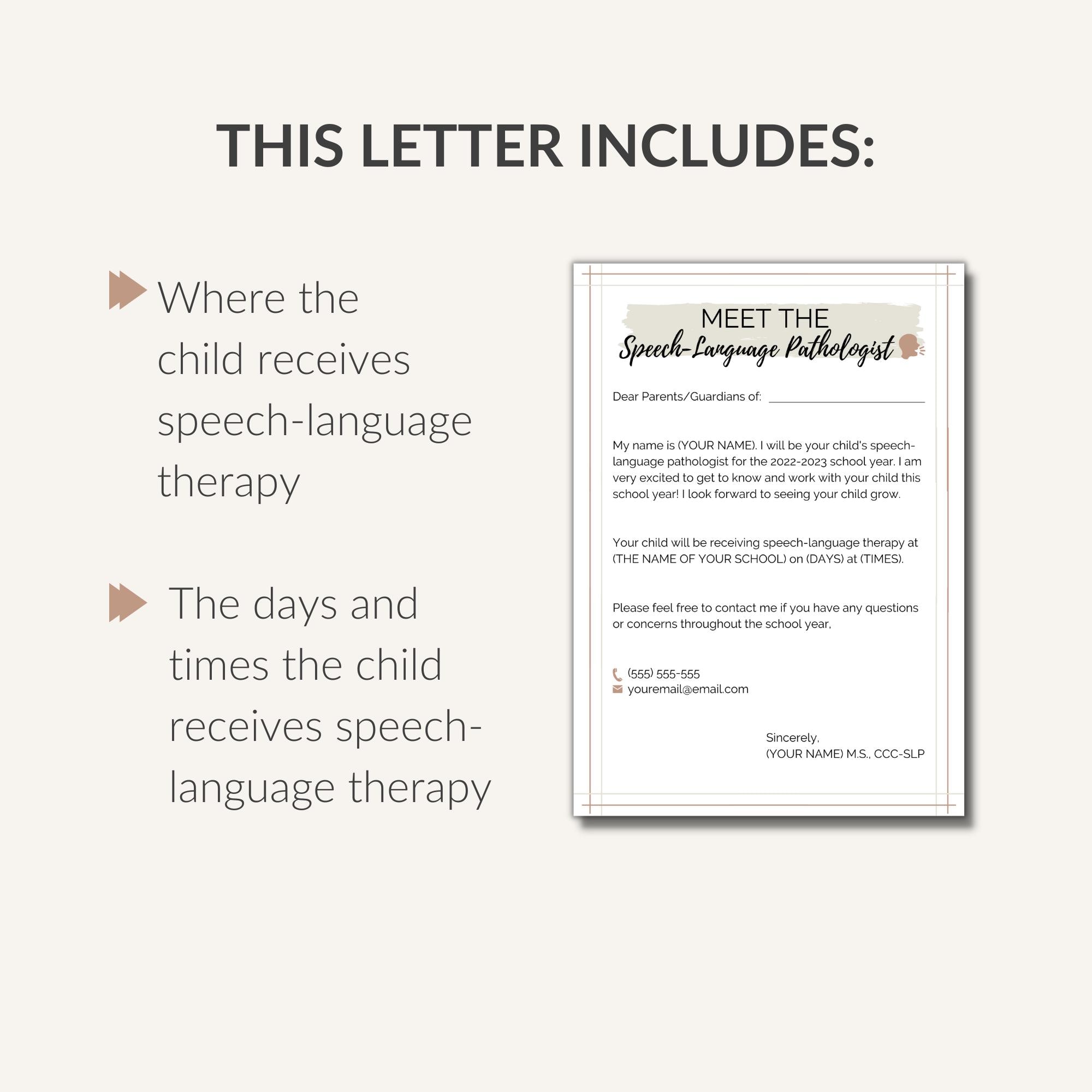 Editable Welcome Letter | Meet the Speech-language Pathologist Template ...