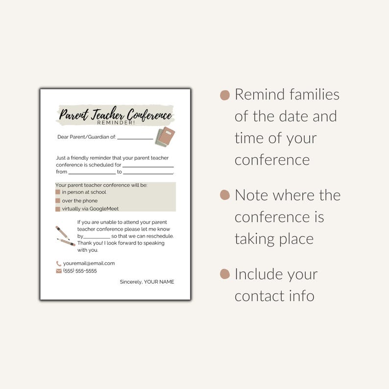 Parent Teacher Conference Planner | Editable Meeting Schedule ...