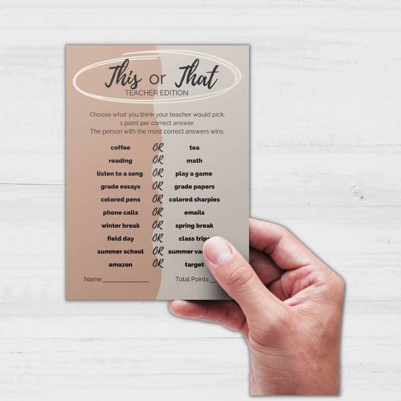 This or That Game | Teacher Edition | Ice Breaker Game for Students - Etsy