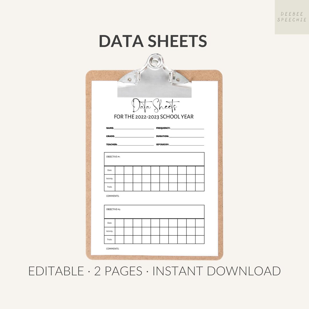 Editable Data Sheets | Therapy Notes | IEP Goal Tracking | Digital ...