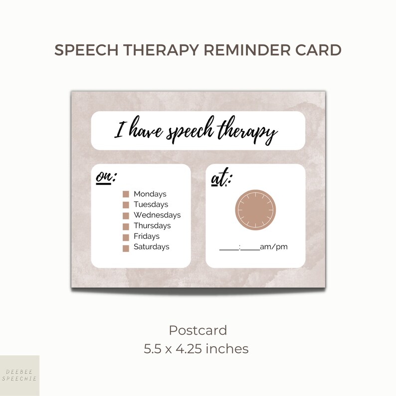 Speech Therapy Reminder Card - Etsy
