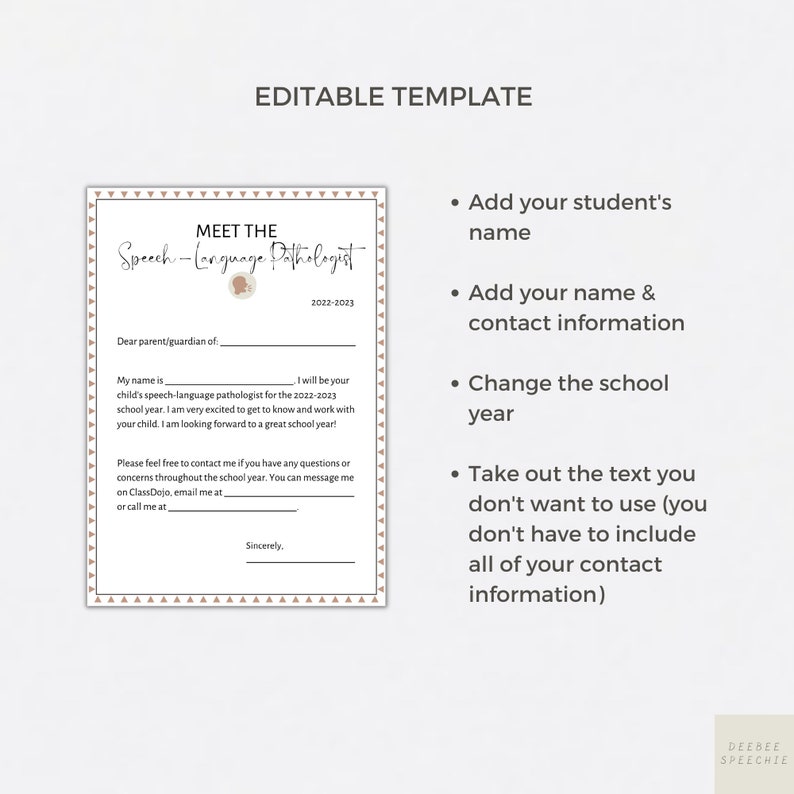 Meet the Speech-language Pathologist | Welcome Letter From the Speech ...