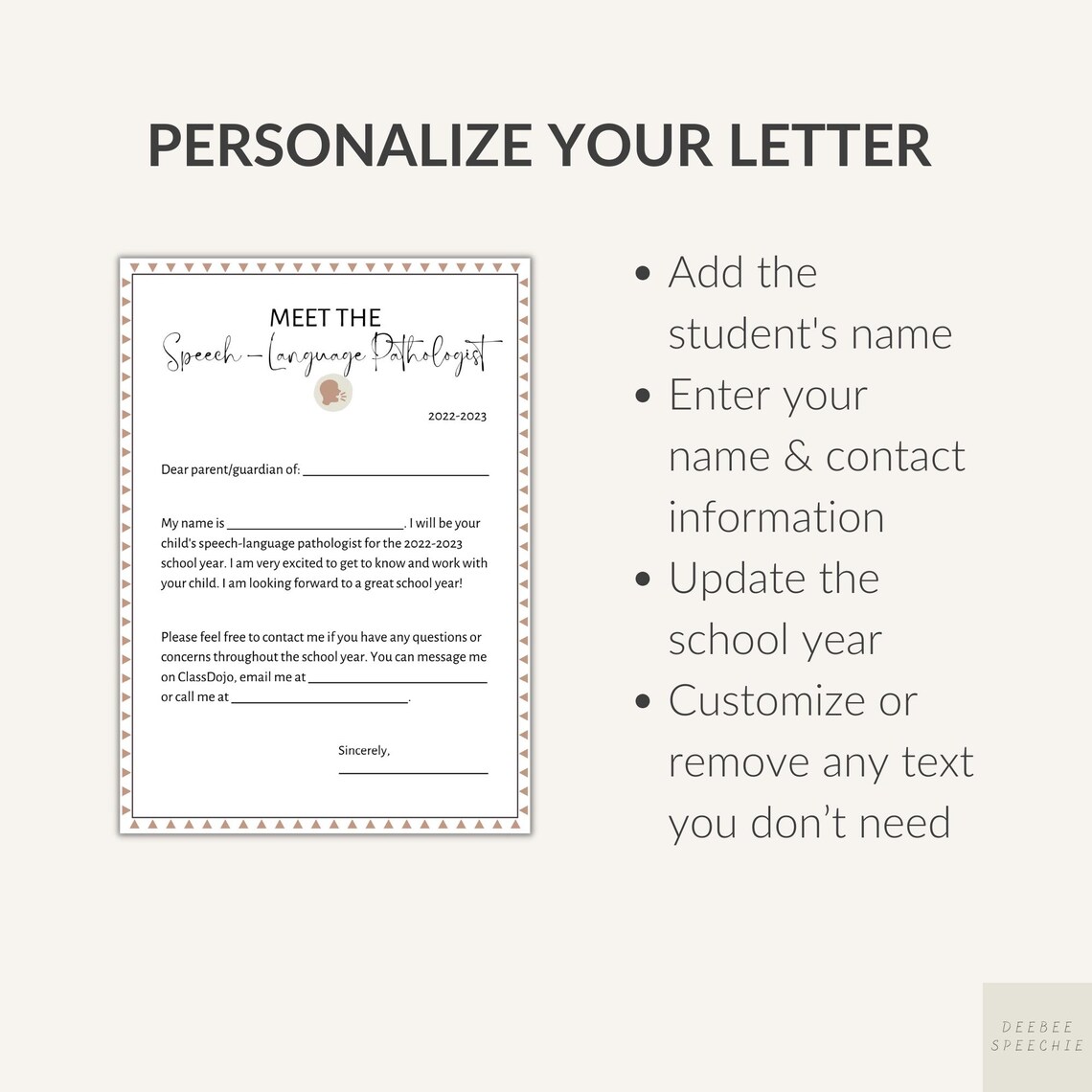 Editable Welcome Letter | Meet the Speech-language Pathologist Template ...