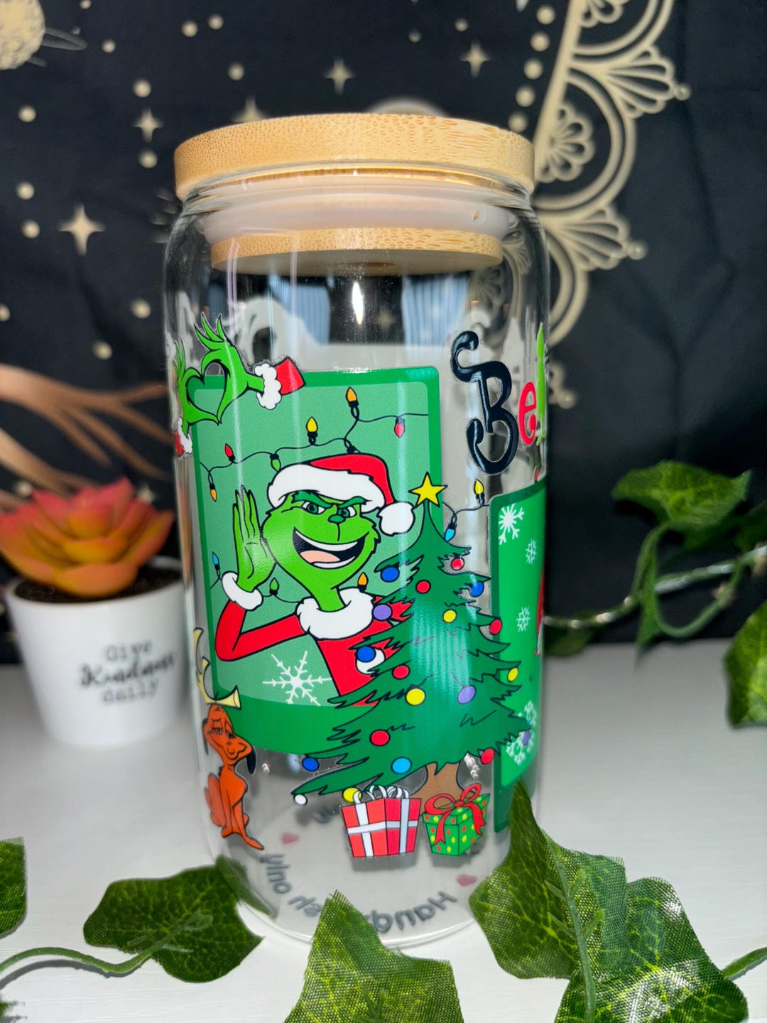 16 Oz Grinch Stole Christmas Libby Glass Cup Christmas Beer Can Glass ...