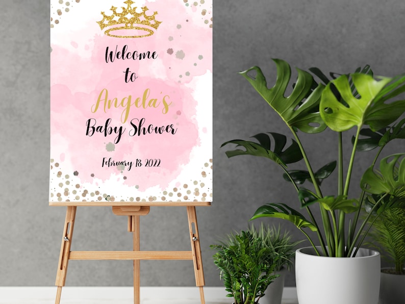 Princess Baby Shower Welcome Sign Pink and Gold Princess - Etsy