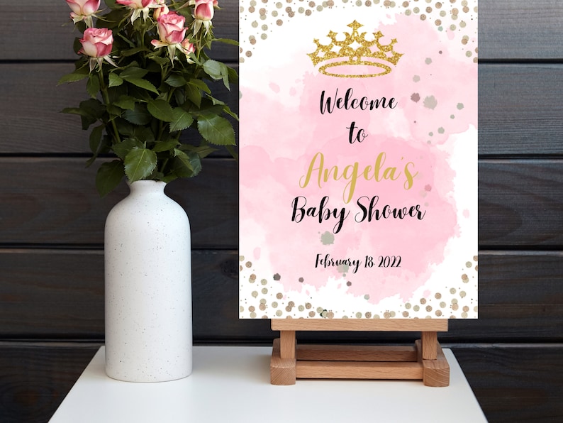 Princess Baby Shower Welcome Sign Pink and Gold Princess - Etsy