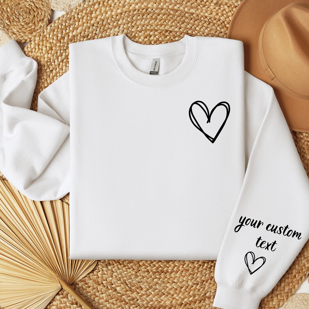 Custom Text on the Sleeve Sweatshirt, Customizable T-shirt ...