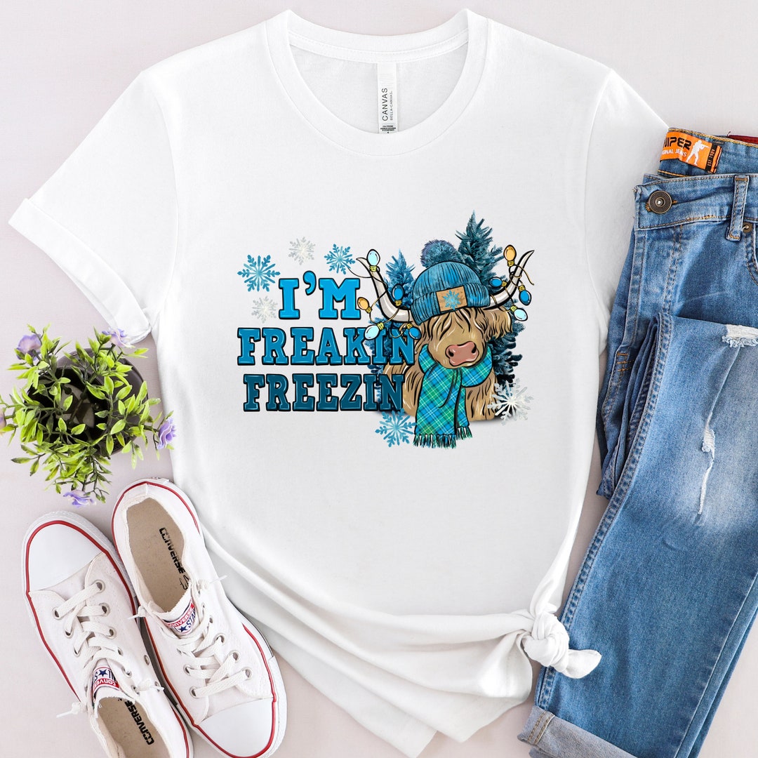 I'm Freaking Freezing T-shirt, Funny Christmas Shirt, Highland Cow ...