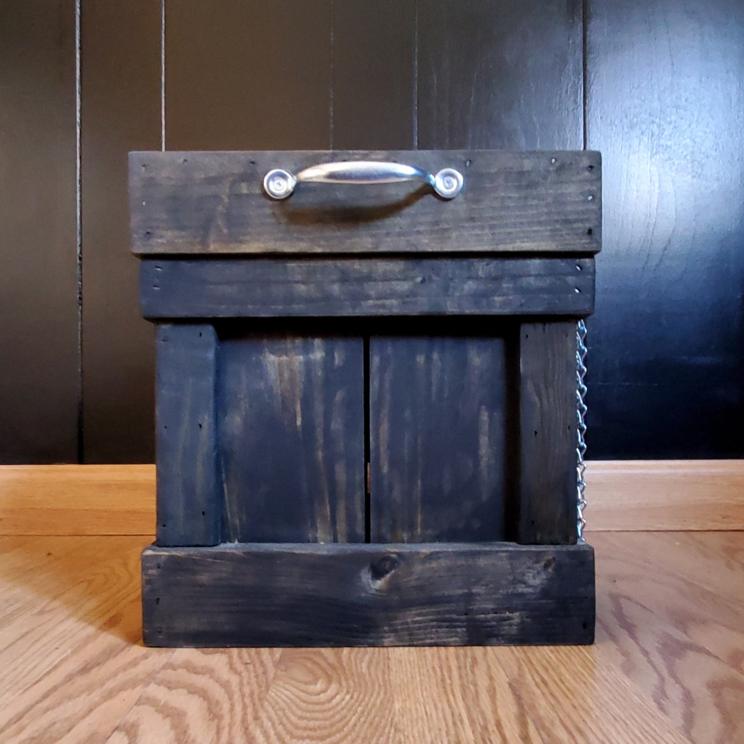 Gothic Bathroom Trash Bin, Wood Trash Can, Waste Basket, Office Trash ...