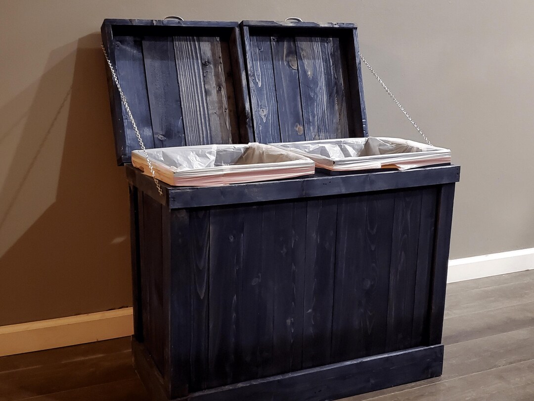 Rustic Double Trash Can: Reclaimed Wood, Farmhouse Style, 13-gallon - Etsy