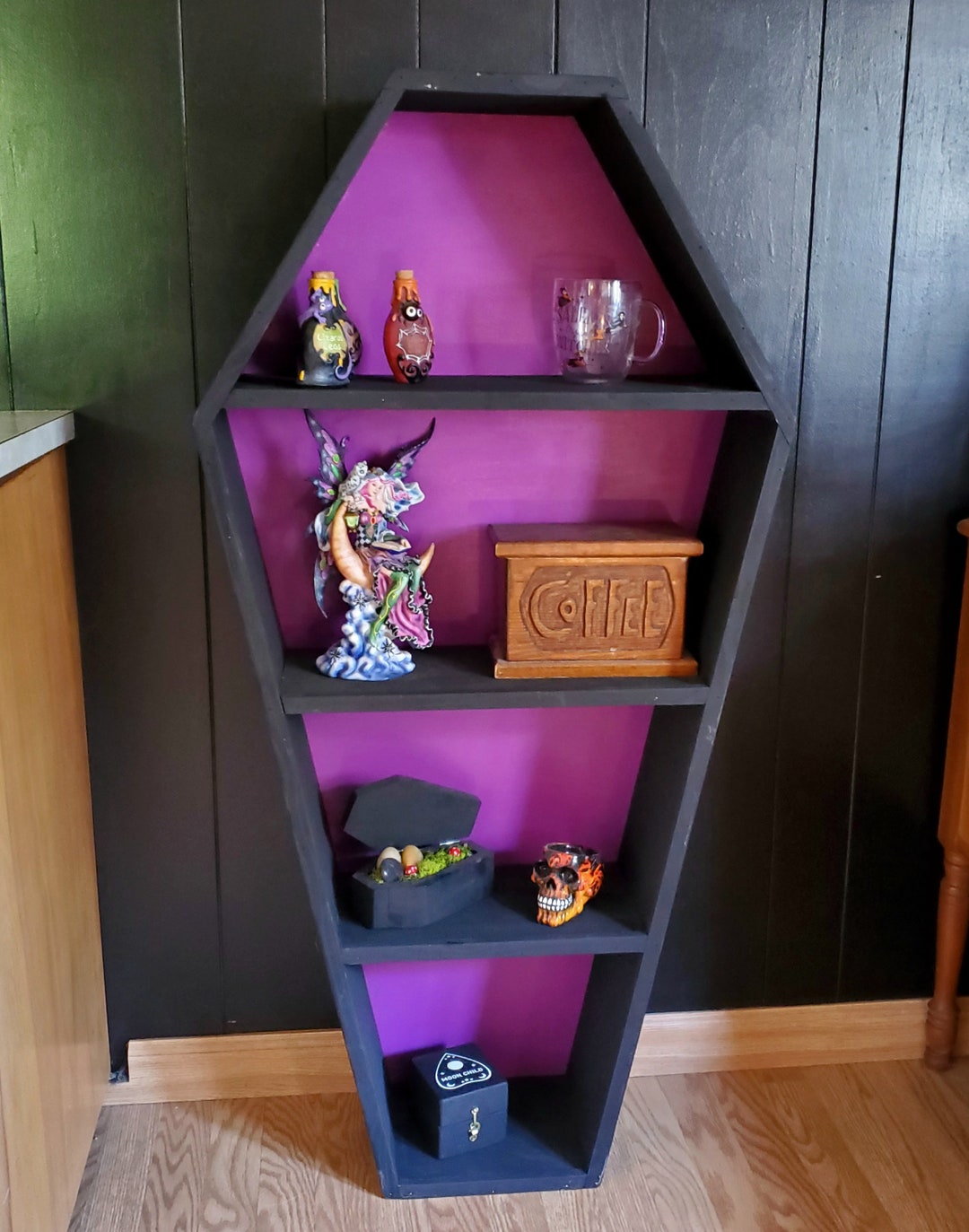 Coffin Cabinet Display Shelf, Gothic Craft Display, Gothic Housewarming ...