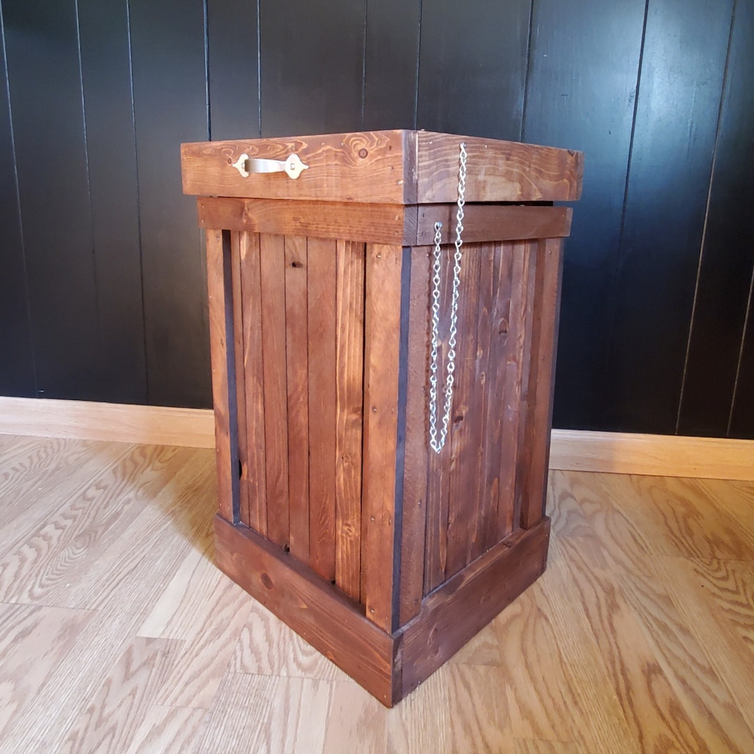 Rustic Garbage Can, Wood Trash Bin, Recycling Bin, Kitchen Storage ...
