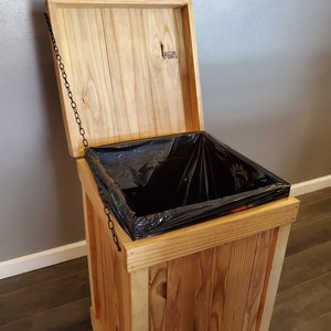 Rustic Wood 30 Gallon Large Kitchen Trash Can, Large Trash Bin ...