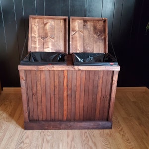 Outdoor Trash Can, Big Wooden Trash Bin, Extra Large, Double-sided ...