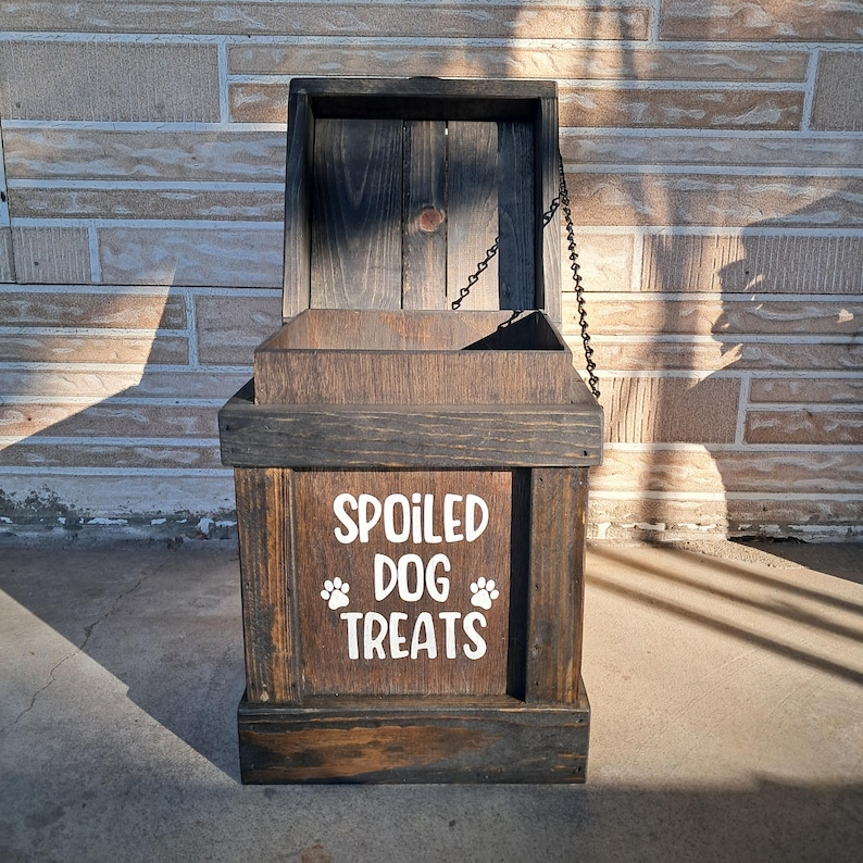 Rustic Reclaimed Wood Dog Treat Container: 4 Gallon Personalized Pet ...