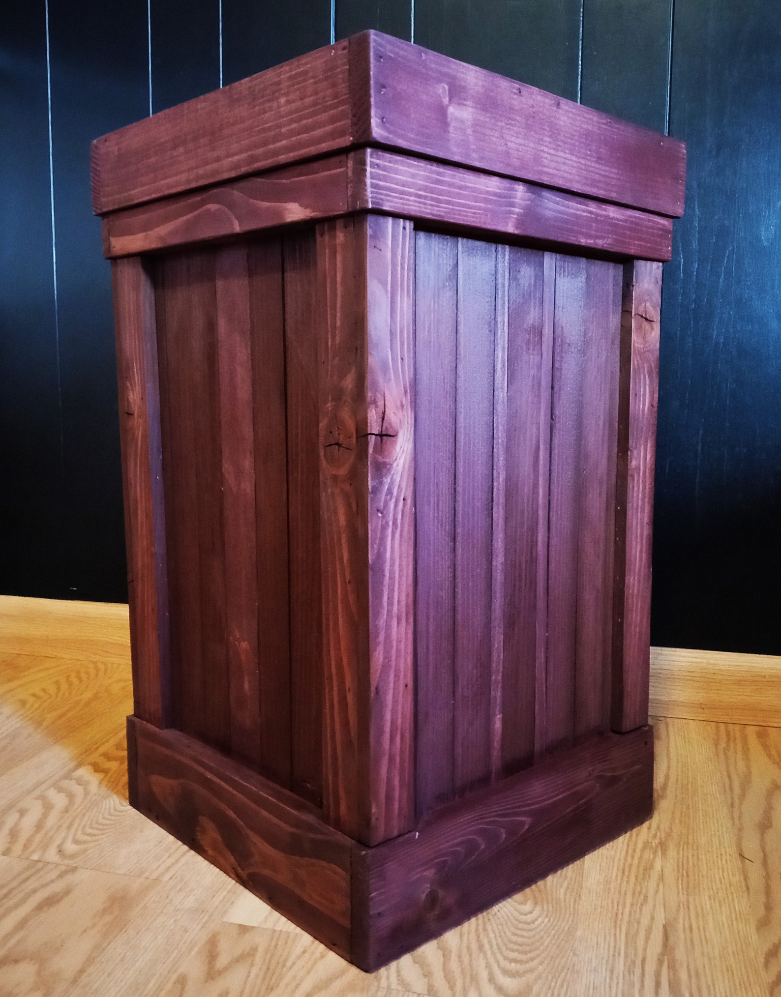 13 Gallon Open Top Rustic Kitchen Wood Trash Can, Rustic Trash Bin ...