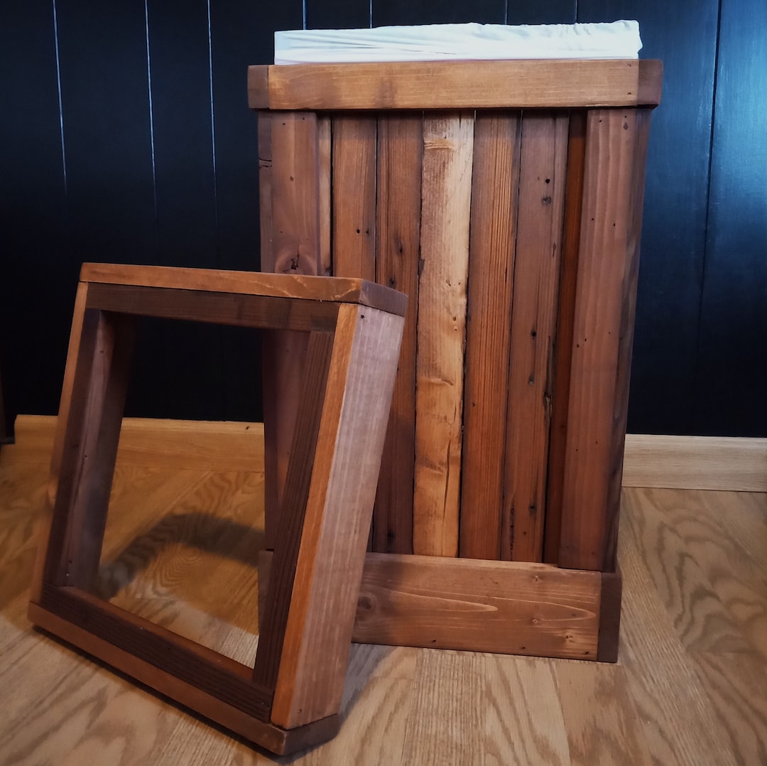 Rustic Wood Kitchen Trash Can: 13 Gallon Reclaimed Wood Open Top Bin - Etsy