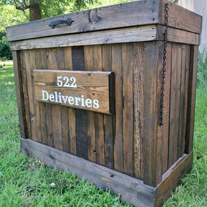 Package Delivery Holder, Rustic Wood Bin, Package Bin for Front Porch ...
