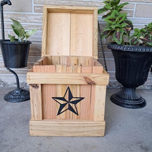 Trash Can With Texas Star, Rustic Garbage Can, Wood Trash Can, Western ...