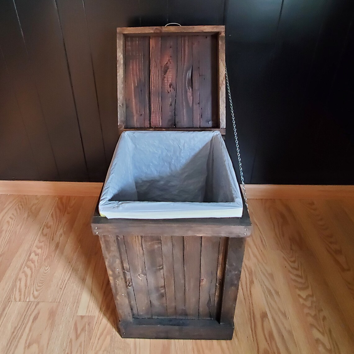 Rustic Wood Trash Can, Wood Dog Food Container, Pet Food Storage ...