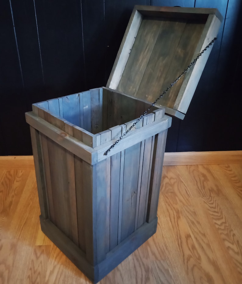 Farmhouse Trash Can, Kitchen Garbage Can, Rustic Trash Bin, Farmhouse ...
