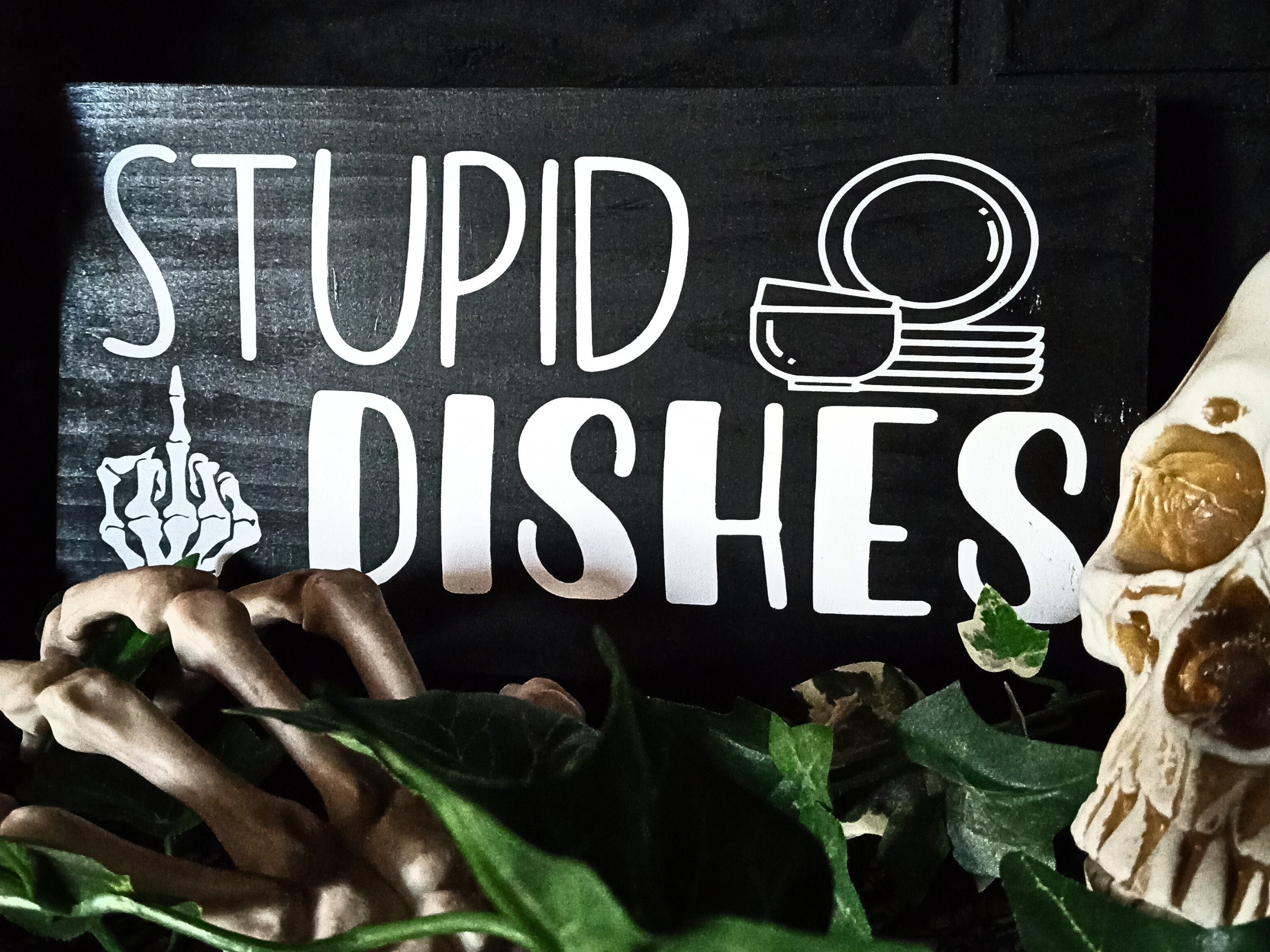 Stupid Dishes Funny Gothic Kitchen Sign - Etsy