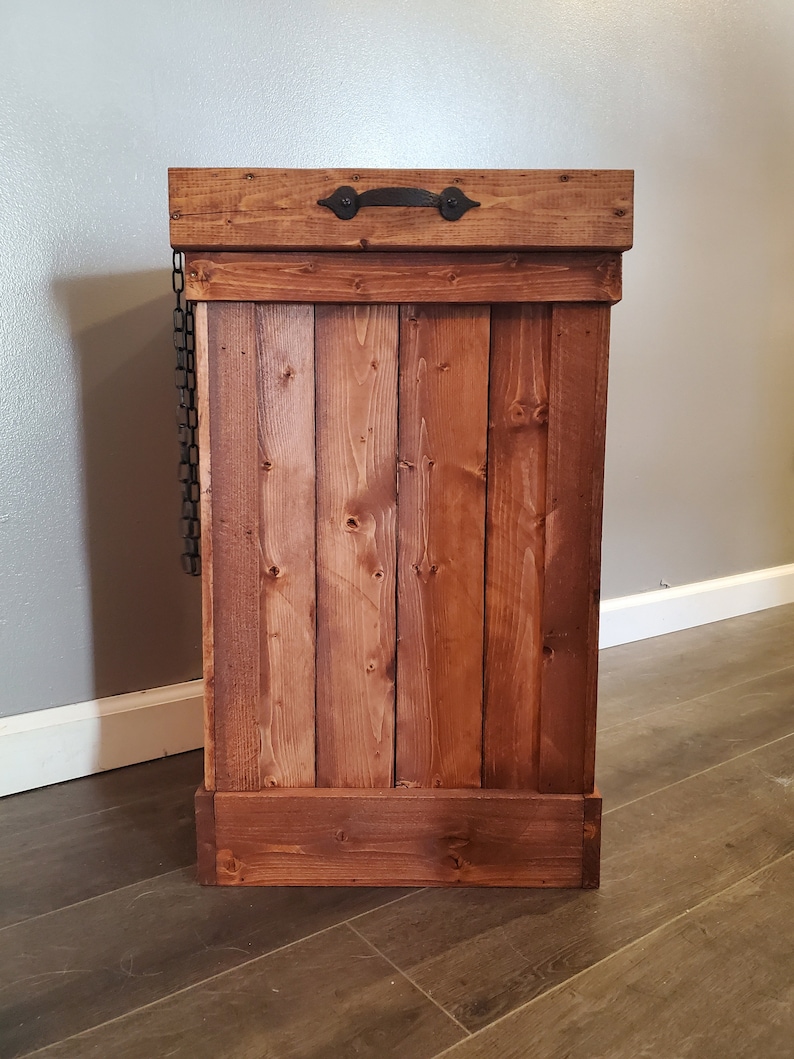 Rustic Kitchen Trash Can With Lid, Barnwood Trash Bin, Pet Proof ...