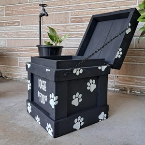 Cute Dog Food Container, Dog Food Bin, Pet Food Storage, Wood Container ...