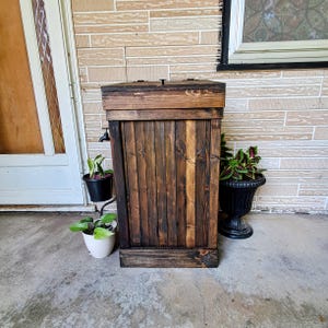 30 Gallon French Country Wood Trash Can, Rustic Kitchen Trash Can ...