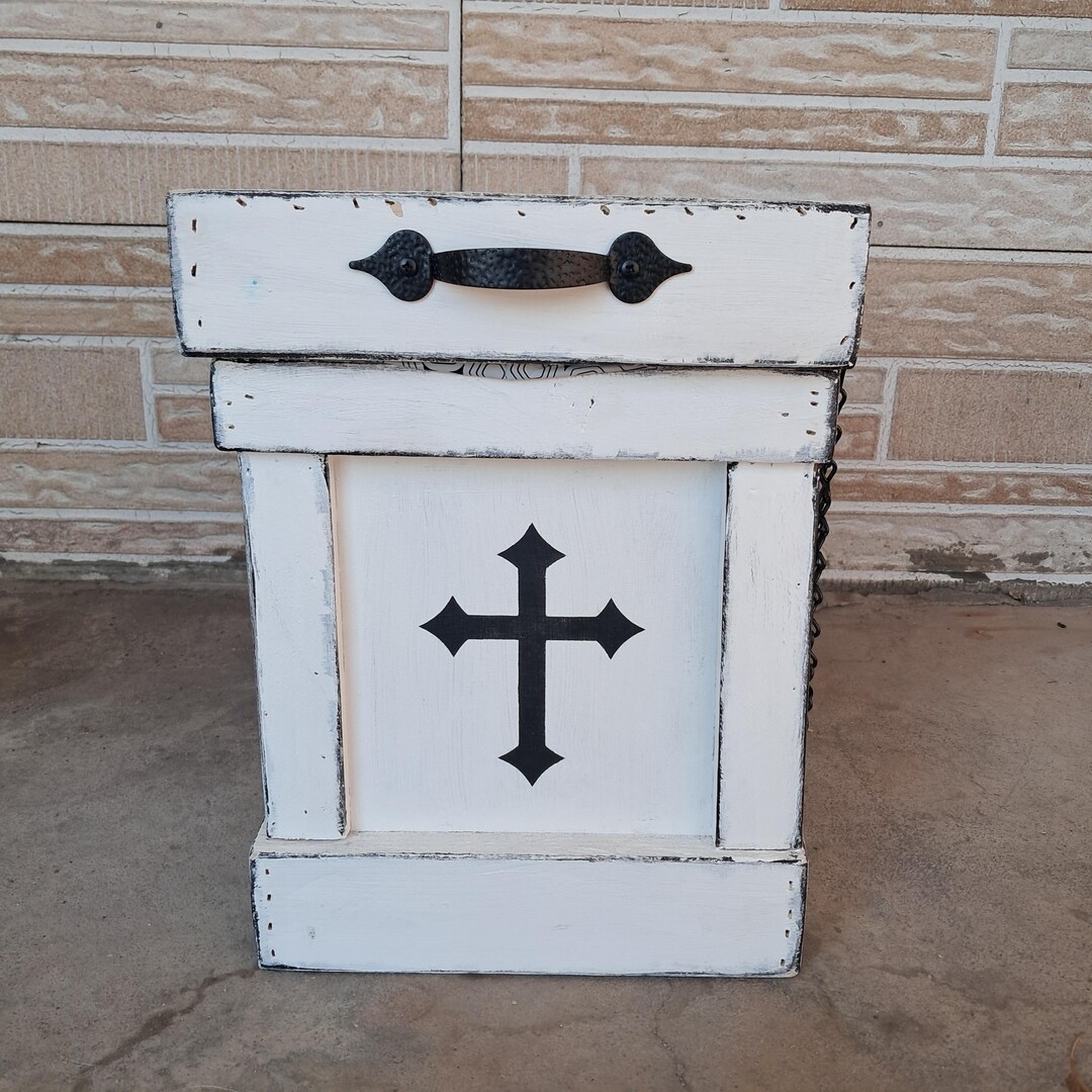 Gothic Farmhouse Trash Can, Wood Trash Bin, Garbage Can, Gothic Gifts ...