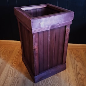 13 Gallon Open Top Rustic Kitchen Wood Trash Can, Rustic Trash Bin ...