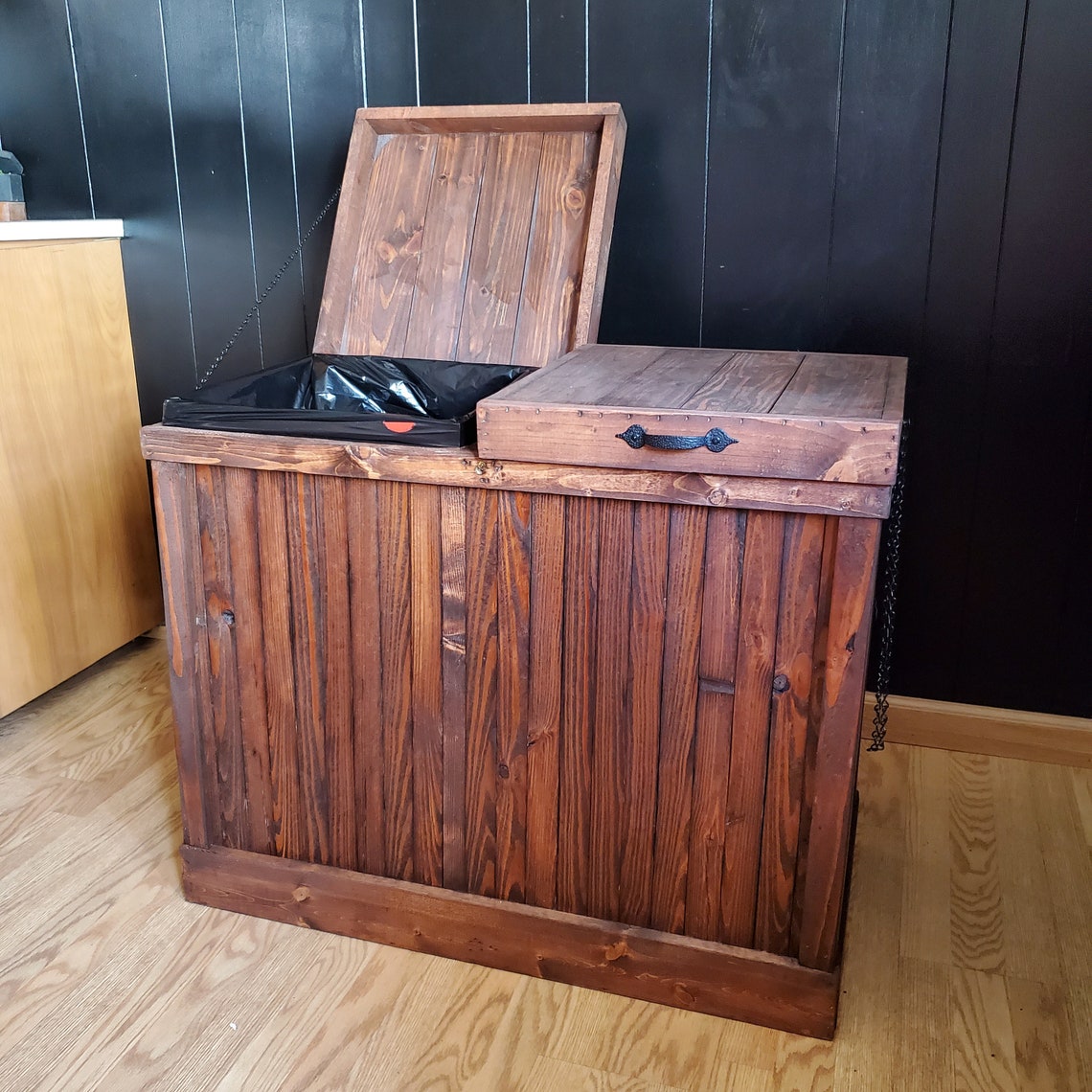 Large Outdoor Trash Bin Wood Trash Can Trash and Recycling - Etsy